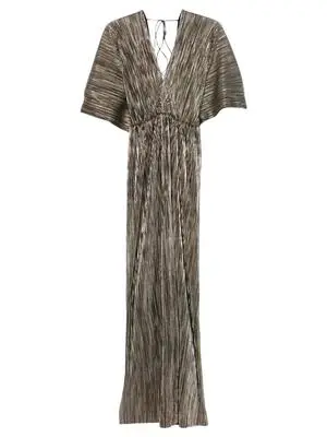 ROSERRY Athens Pleated V-neck Maxi Dress - Gold