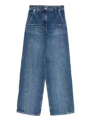 IRO PARIS Paneled High-waist Straight-leg Jeans - Blue