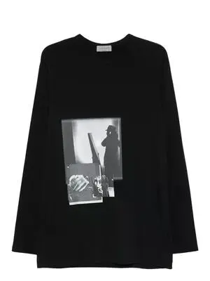 Yohji Yamamoto Graphic-print Long-sleeve T-shirt - Black