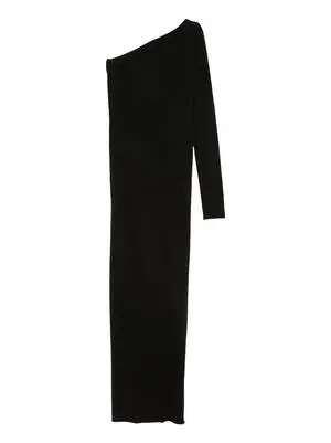 Rick Owens Asymmetrical-neckline Maxi Dress - Black