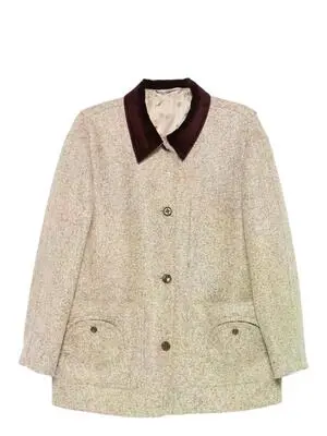 BLAZÉ MILANO Clelia Corduroy-collar Wool Jacket - Neutrals