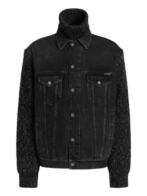 Dolce & Gabbana Knitted-panel Denim Jacket - Black