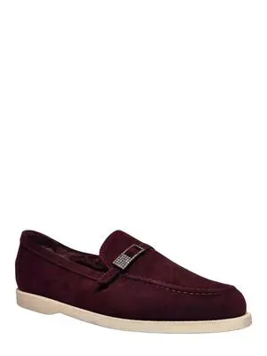 LE SILLA Crystal-Embellished Suede Loafers Red