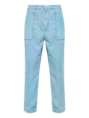 Officine Générale Topstitching-detail Patch-pocket Trousers - Blue