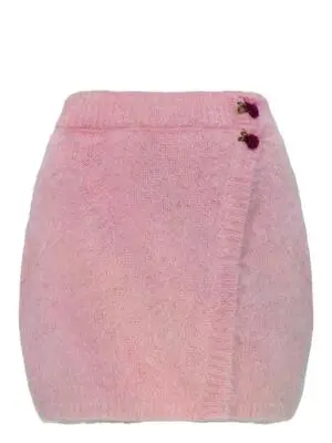 Alessandra Rich Flower-button Mini Skirt - Pink