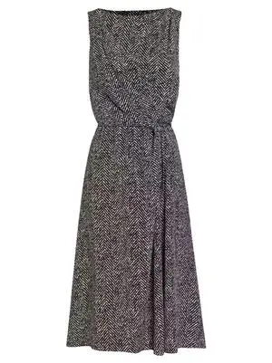 Dolce & Gabbana Herringbone Sleeveless Midi Dress - Black