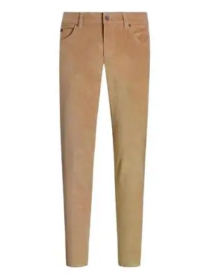 Dolce & Gabbana Corduroy Logo-plaque Trousers - Brown