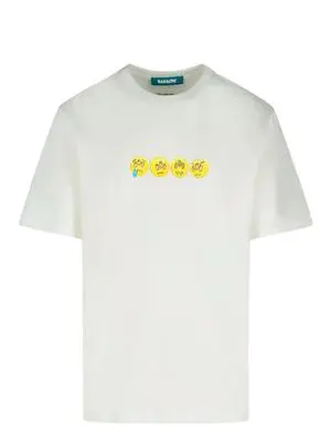 BARROW Emoji-print Cotton T-shirt - White