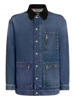Dolce & Gabbana Corduroy-collar Denim Jacket - Blue