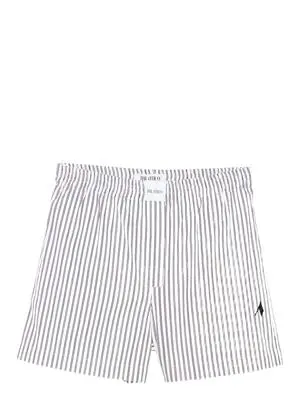 Attico Striped Cotton Shorts - White