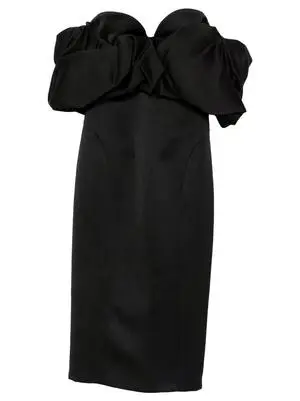 Elisabetta Franchi Off-shoulder Ruffled Midi Dress - Black