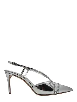 Casadei Crystal-embellished Slingback Pumps - Silver