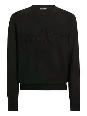 Dolce & Gabbana Crew-neck Logo-embroidered Sweater - Black