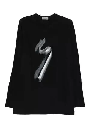 Yohji Yamamoto Graphic-print Long-sleeve T-shirt - Black