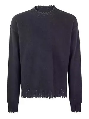 UMA WANG Frayed-hem Cashmere Sweater - Black