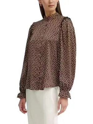 BRUUNS BAZAAR Ruffled Mock-neck Blouse - Brown