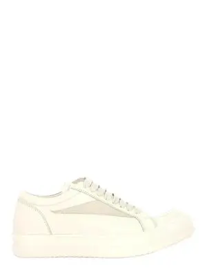 Rick Owens Leather Panel Lace-Up Sneakers Neutrals