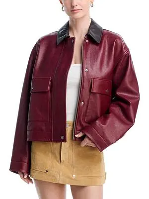 Rag & Bone Nonie Leather Jacket - Burgundy