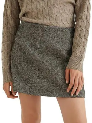 Marella Tweed Mini Skirt - Brown