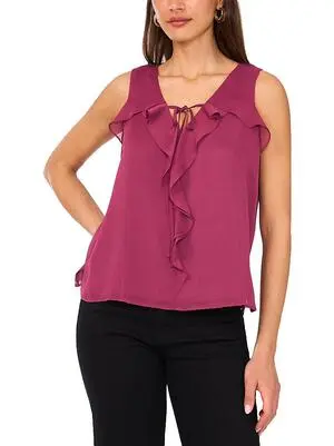 Vince Camuto Ruffled Front Sleeveless Blouse - Sweet Plum