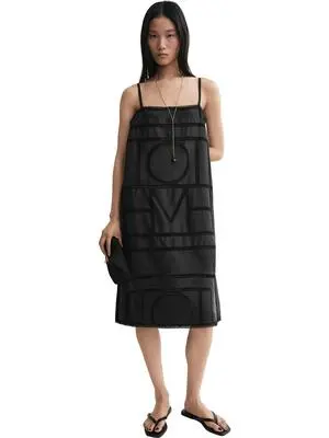 TOTEME Monogram Silk Slip Dress - Washed Black