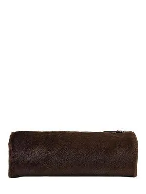 Proenza Schouler Silo Shearling Clutch - Chocolate