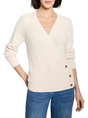 NIC+ZOE Shaker Stitch Wrap Sweater - Classic Cream