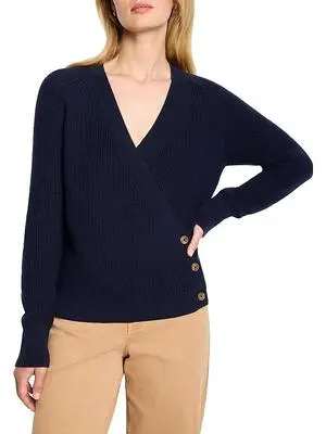 NIC+ZOE Shaker Stitch Wrap Sweater - Dark Indigo