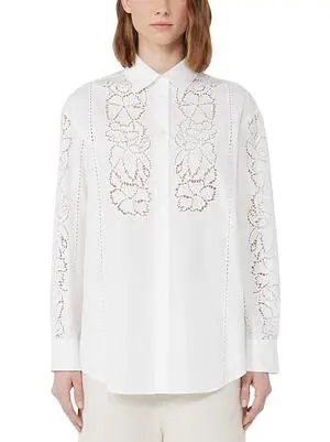 Max Mara Emi Broderie Anglaise Detail Shirt - White