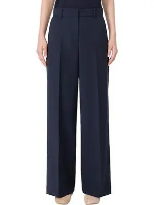Max Mara Visivo Wool Palazzo Trousers - Navy