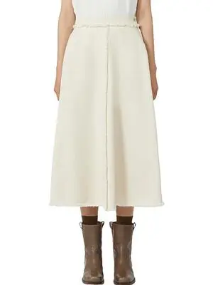 Max Mara Alvaro Fringe Trim Midi Skirt - Ecru