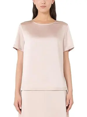 Max Mara Gilbert Satin Tee - Powder