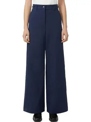 Max Mara Alfeo Wide-leg Cotton Trousers - Navy