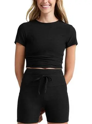 Beyond Yoga Featherweight Cropped Tee - Darkest Night