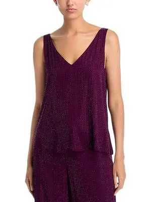 UNGARO Rosie Embellished Silk Blend Top - Merlot