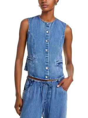 Bella Dahl High Neck Vest - Medium Vintage Wash