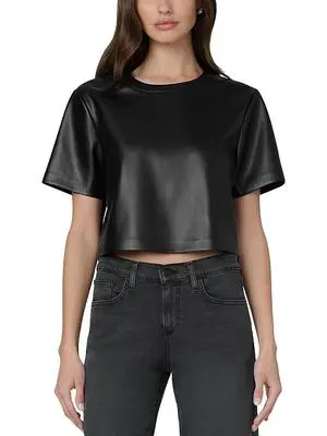 Joe's Jeans The Boxy Faux Leather Tee - Black