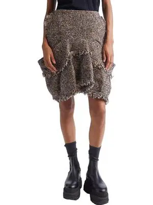Sacai Wool-blend Tweed Skirt - Brown
