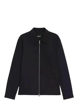 BOSS Zip-front Jacket With Pocket Detail - Blue