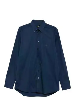 Etro Logo-embroidered Button-down Shirt - Blue