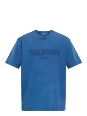 Balmain Embroidered-logo T-shirt - Blue
