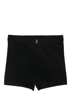 Patrizia Pepe Rhinestone-embellished Knit Shorts - Black