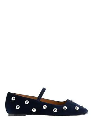 Madewell Greta Stud Embellished Mary Jane Flats - Deep Indigo