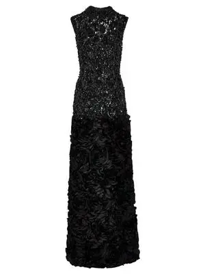 Jenny Packham Sequin-embellished Ruffle Maxi Dress - Black