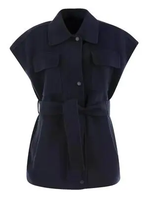 Max Mara Belted Wool-blend Waistcoat - Blue