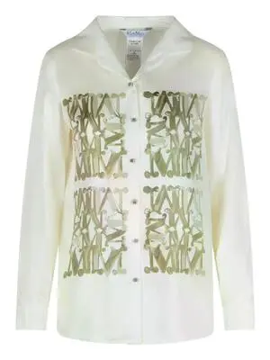 Max Mara Monogram-print Silk Shirt - White