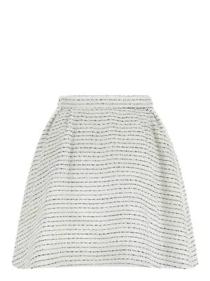 Alessandra Rich Tweed Pleated Mini Skirt - White