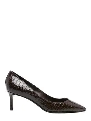 JIMMY CHOO Crocodile-embossed Pointed-toe Pumps - Brown