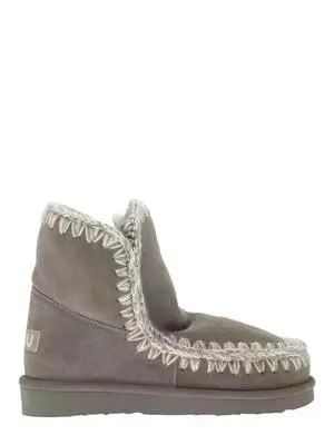 Mou Whipstitch-trims Suede Ankle Boots - Grey