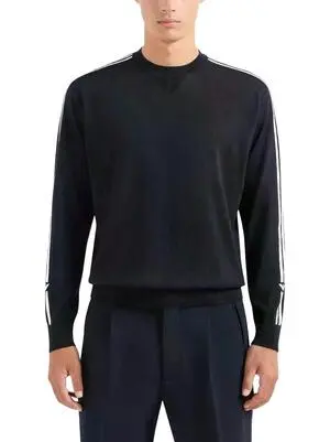 Emporio Armani Stripe-detail Crew-neck Sweater - Black